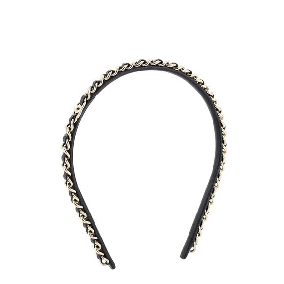 CHANEL | Accessories | Chanel Cc Turnlock Chain Link Headband Lambskin ...
